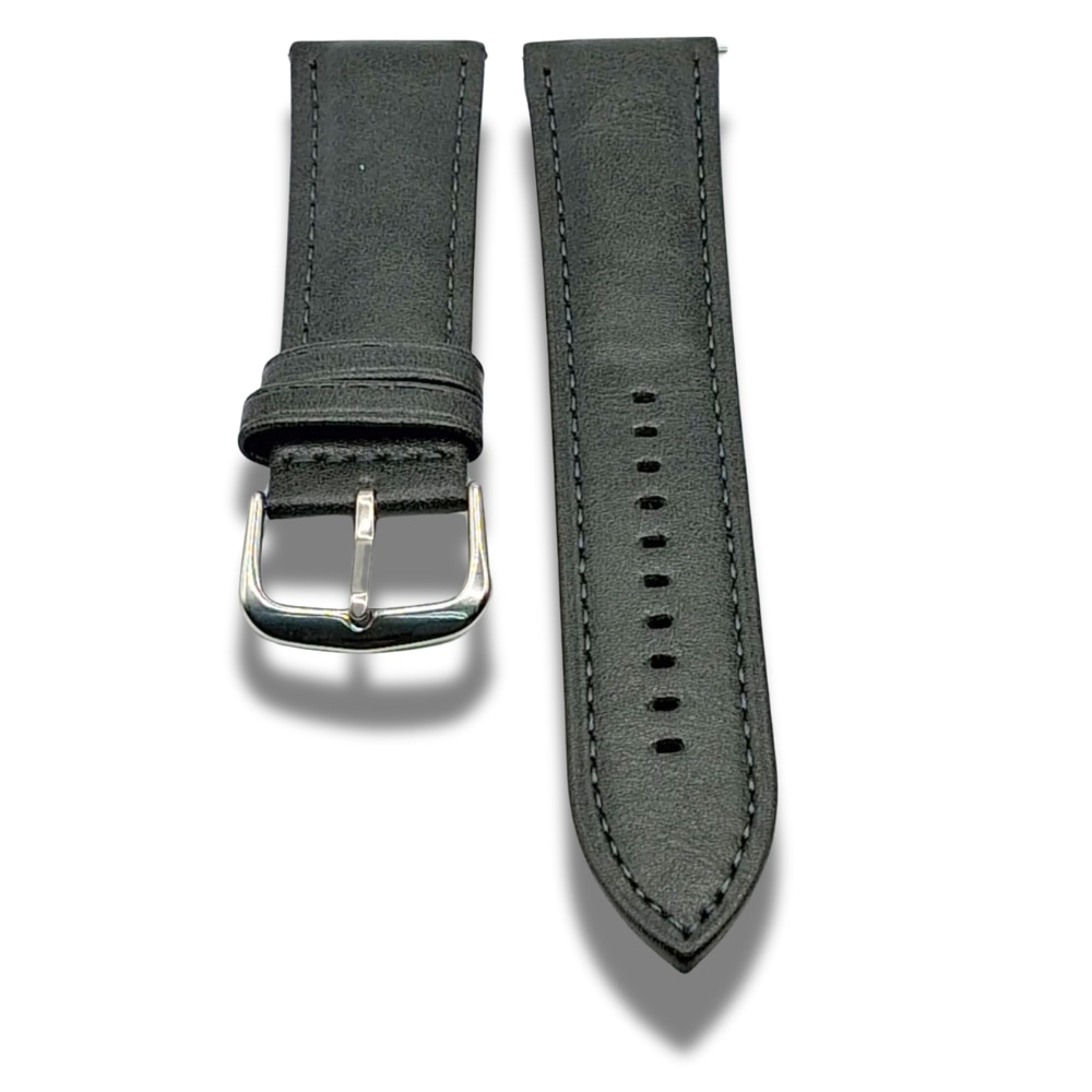 Curea Ceas Piele Neagra 18 mm Catarama Clasica Argintie Prevazuta cu ...