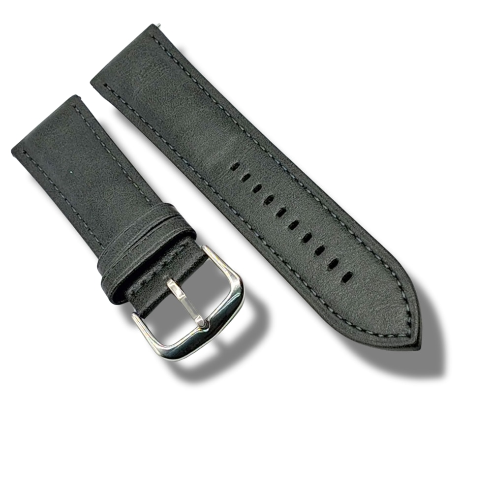 Curea Ceas Piele Neagra 18 mm Catarama Clasica Argintie Prevazuta cu ...