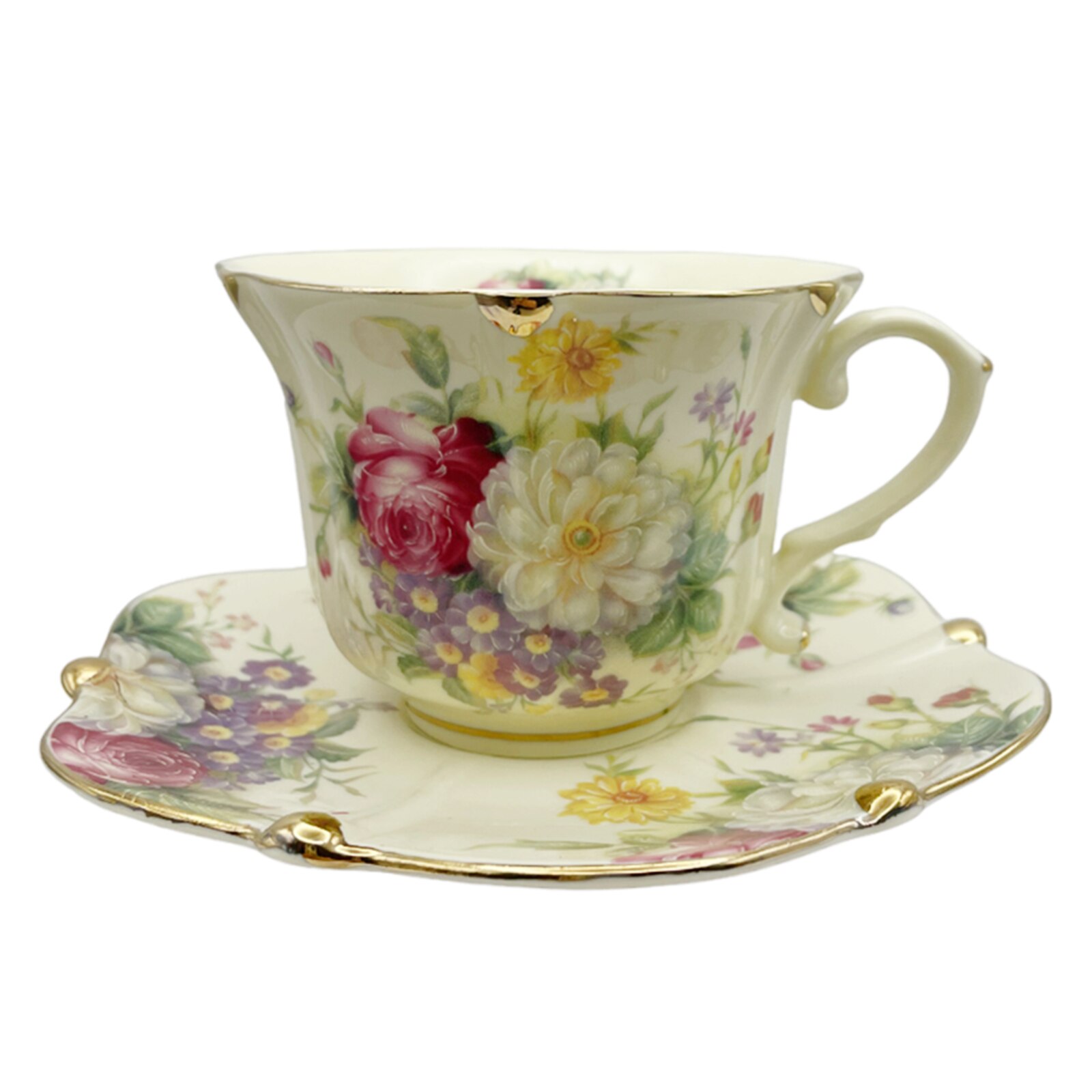 Set portelan vintage, 2 cesti si farfurii Florence, 180ml - eMAG.ro