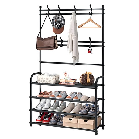 Cuier pentru Haine 2 in 1 cu Pantofar Teno®, 5 rafturi, 8 agatatoare ...