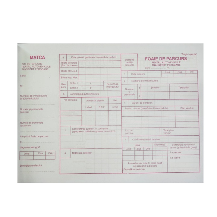 Foi de parcurs persoane, 100 file, format A4, hartie offset 60 gr/mp ...