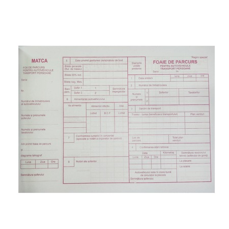 Foi de parcurs persoane, 100 file, format A4, hartie offset 60 gr/mp ...
