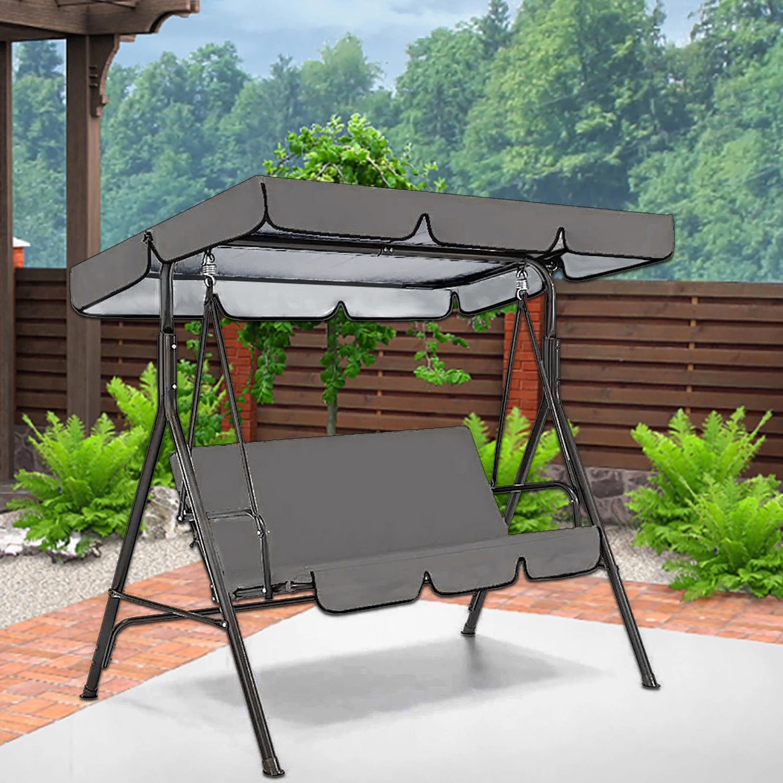 Copertina pentru balansoar cu 3 locuri, Poliester, 164x114cm, Gri - eMAG.ro