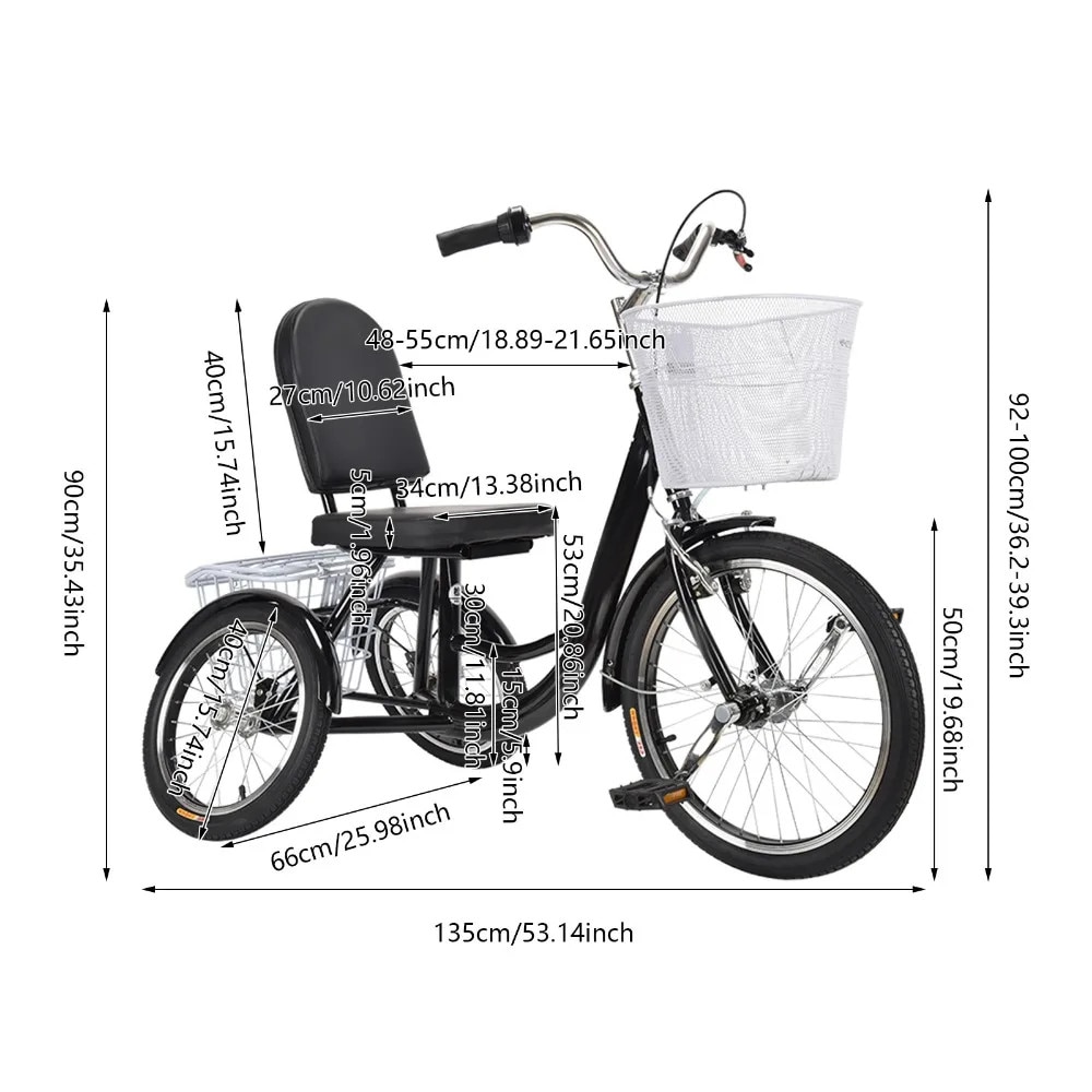 Tricicleta pentru adulti, spatar confortabil, capacitate mare de ...