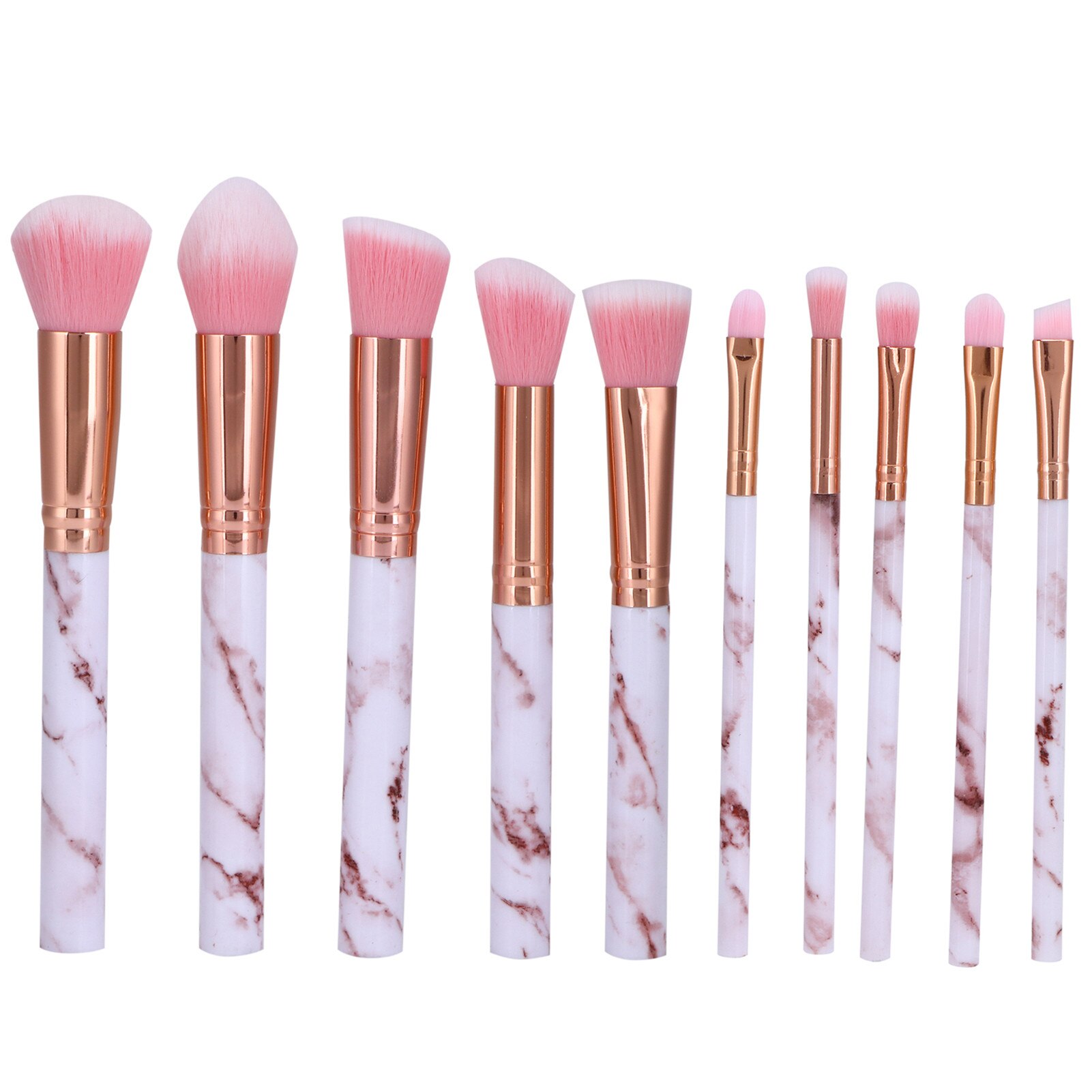 Set pensule machiaj Fokelyi, 10pcs, fibre + lemn, roz, pentru ten - eMAG.ro