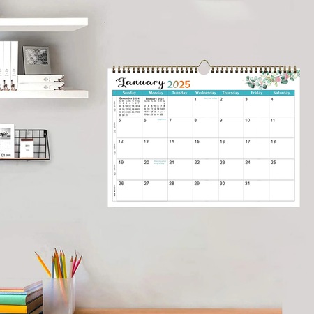 Calendar de perete 2025, 18 luni, alb, 30x22x0.5cm, agenda si planner ...