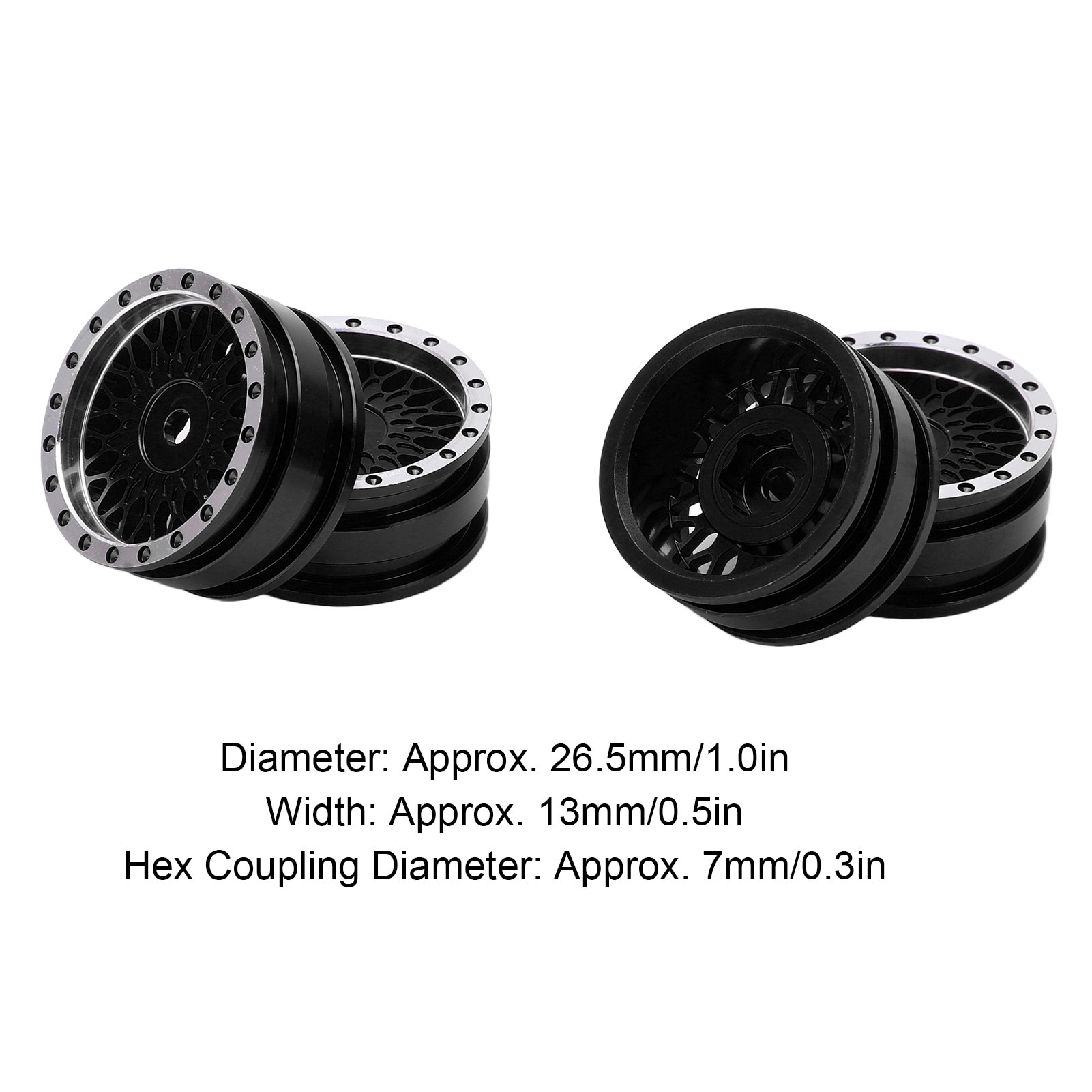 Set 4 butuci jante roti aluminiu RC, Enforose, pentru masina RC Axial ...