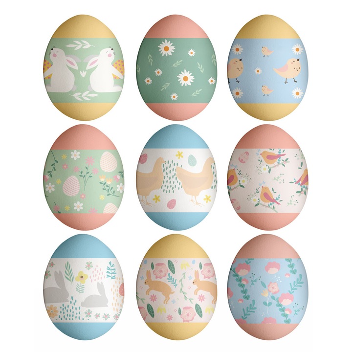 Set 9 abtibilduri pentru oua, Arpex, Decor pentru Paste, Multicolor ...