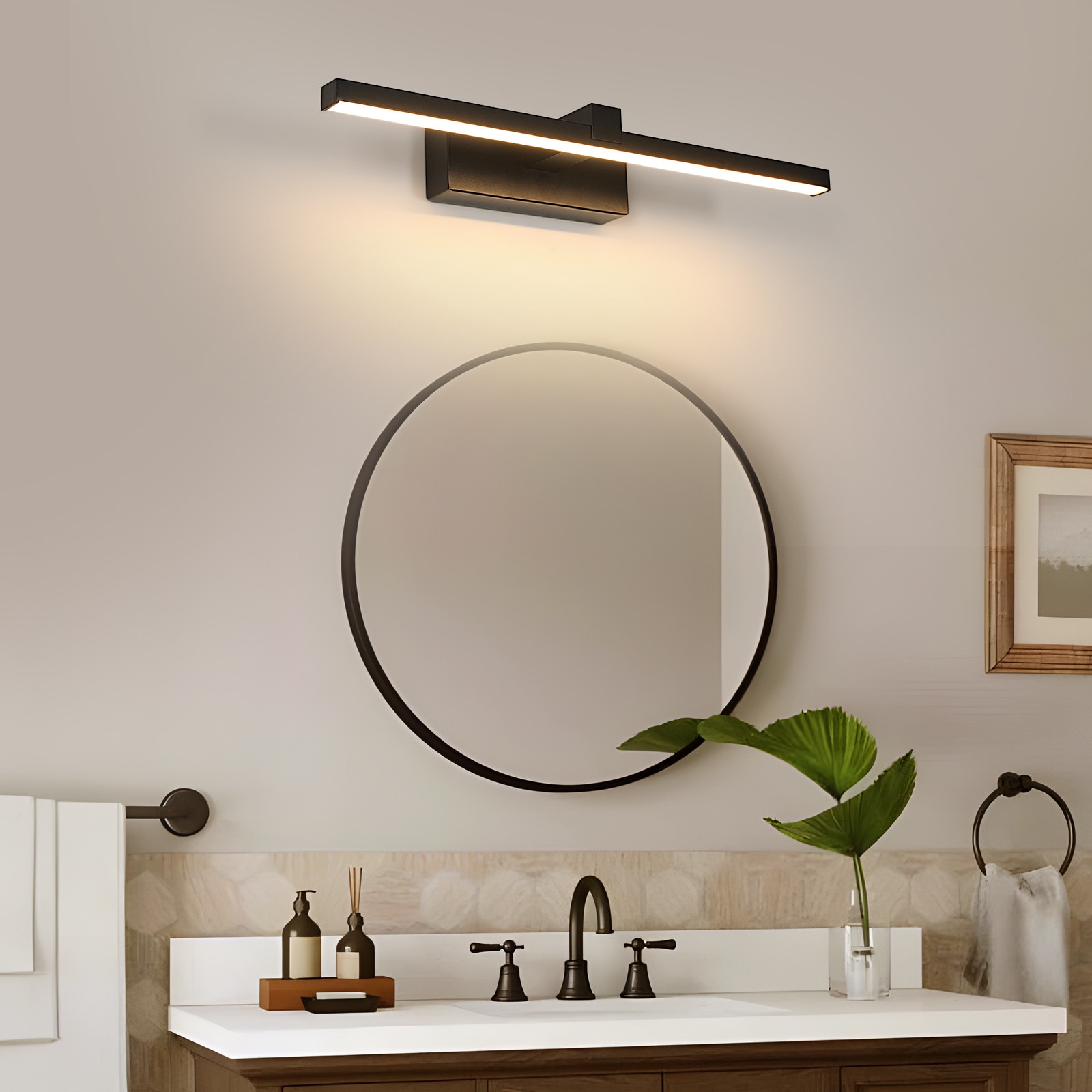 Aplica LED de Perete, Toolight, Lampa pentru Oglinda de Baie, Negru ...