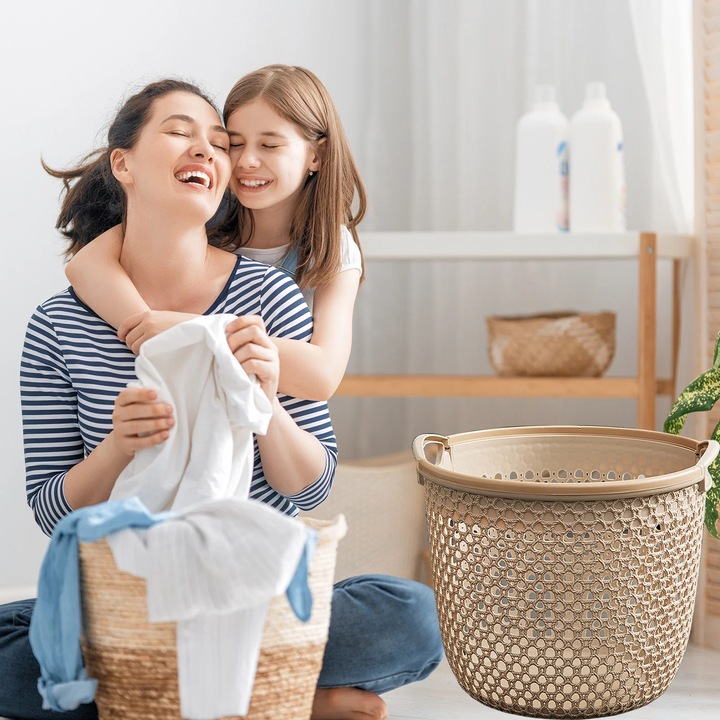 Cos pentru rufe, multicolor, plastic, 25.5x20x20cm, capacitate mare ...