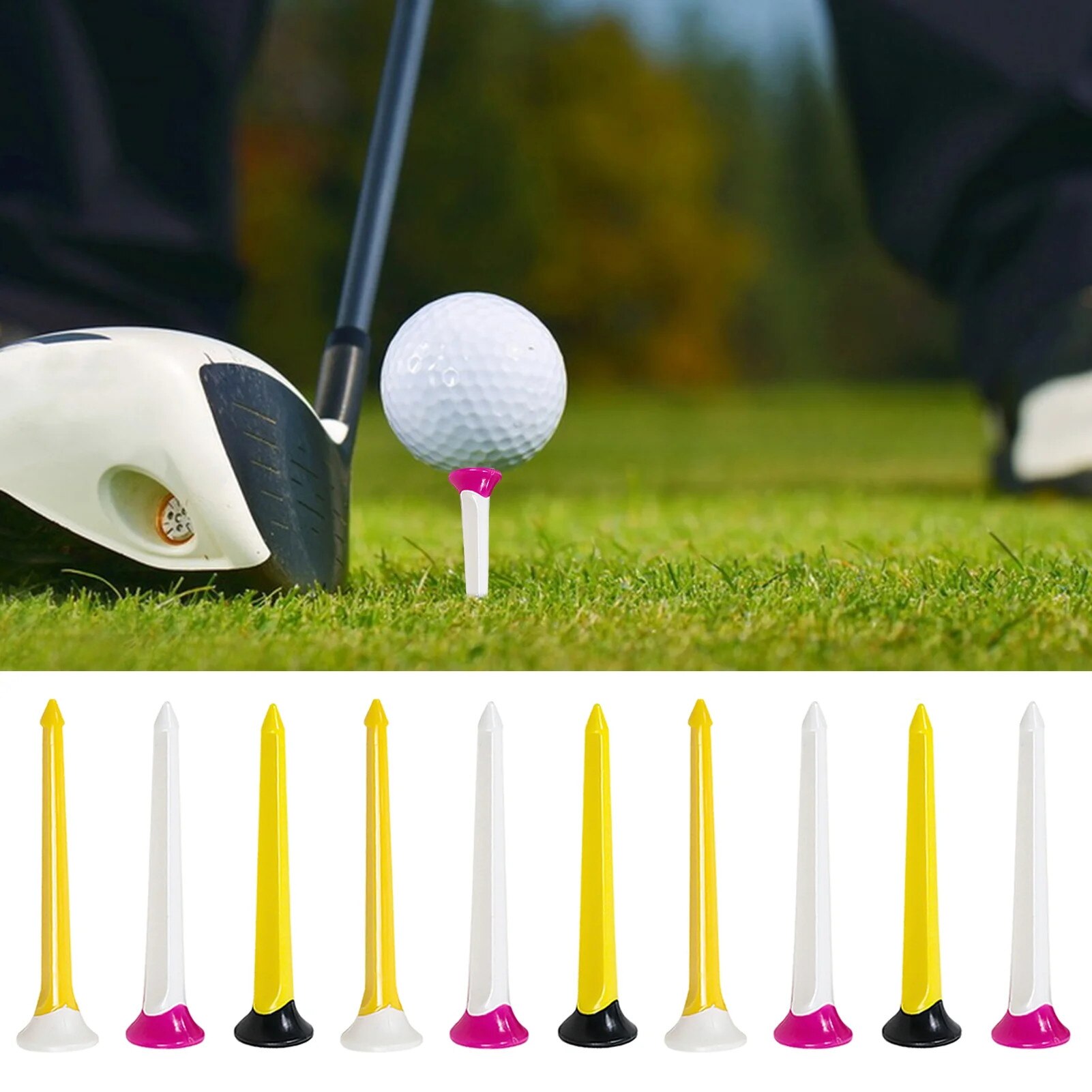 Set 10 bucati tee-uri golf din plastic, 8cm, multicolor - eMAG.ro