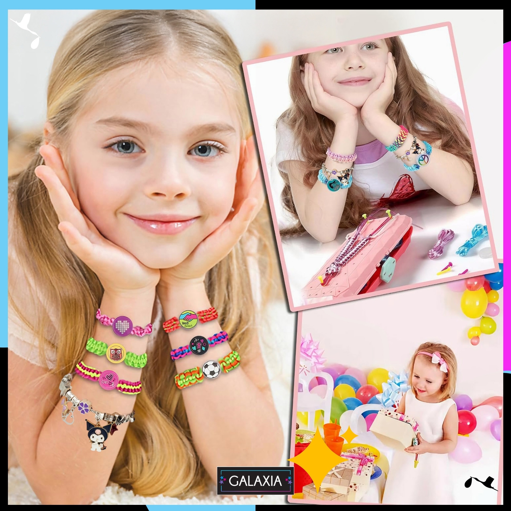 Set bijuterii DIY GALAXIA®, 37 piese, tematica Kuromi, bratari si ...