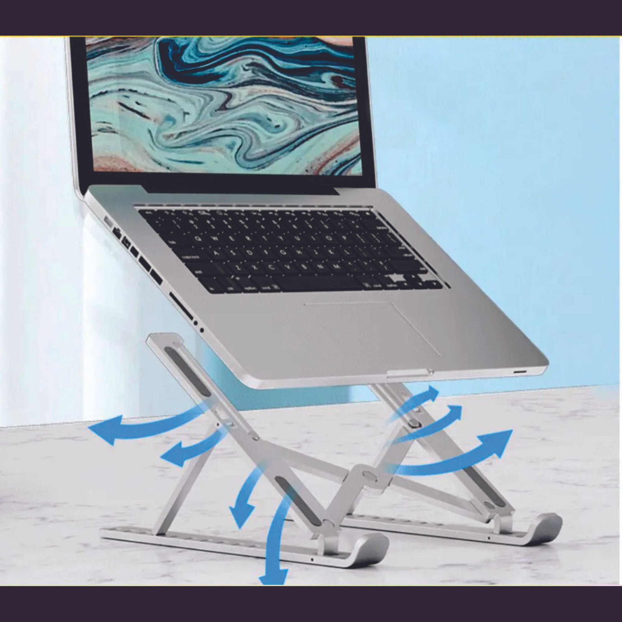 Stand pentru laptop, reglabil pe inaltime, pliabil, din ABS si Silicon ...