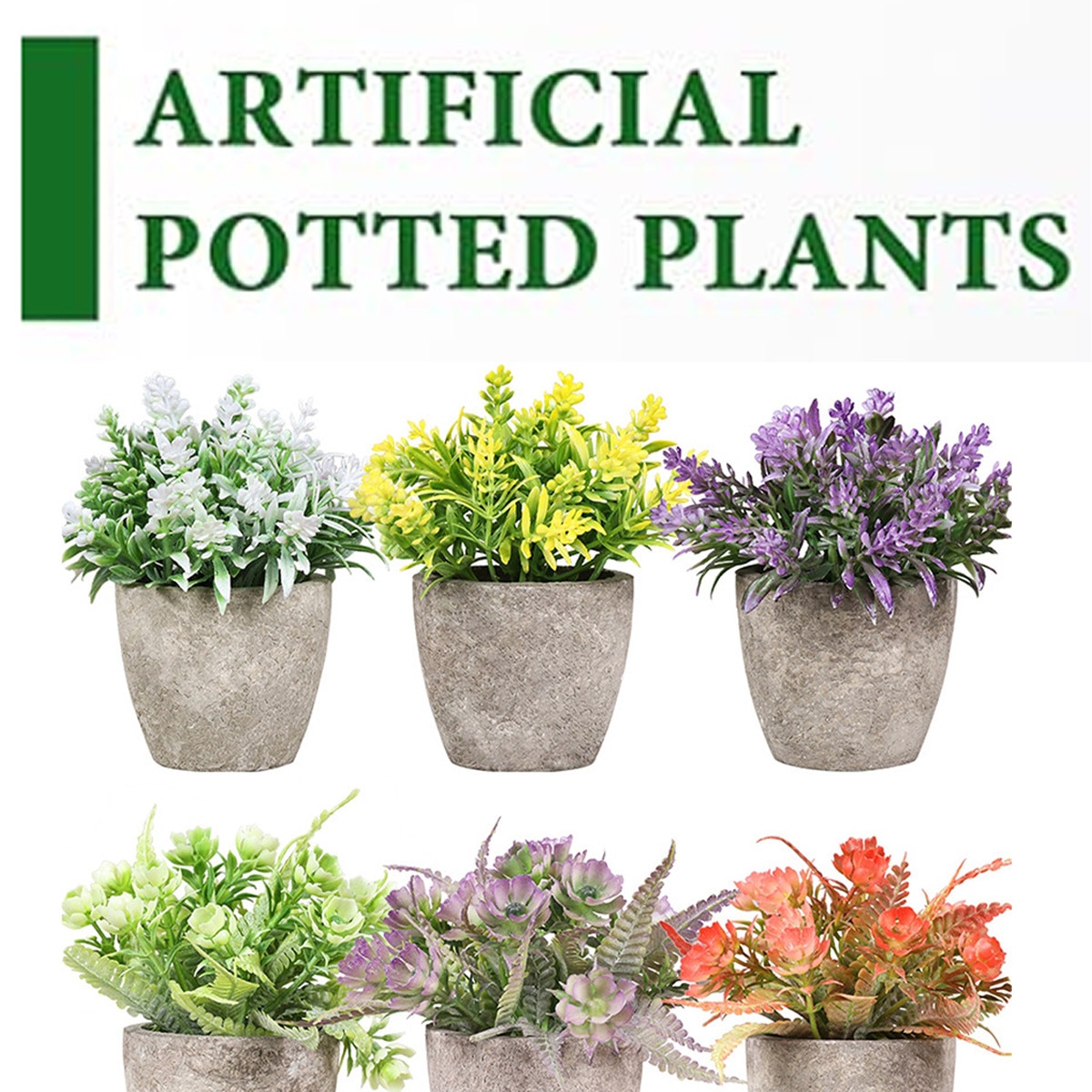 Plante artificiale, flori artificiale in ghiveci, set mini plante ...