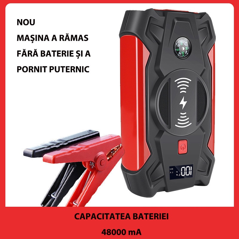 Starter auto portabil 12V, Rqiurpn, 28000mAh, 3 moduri LED, incarcare ...
