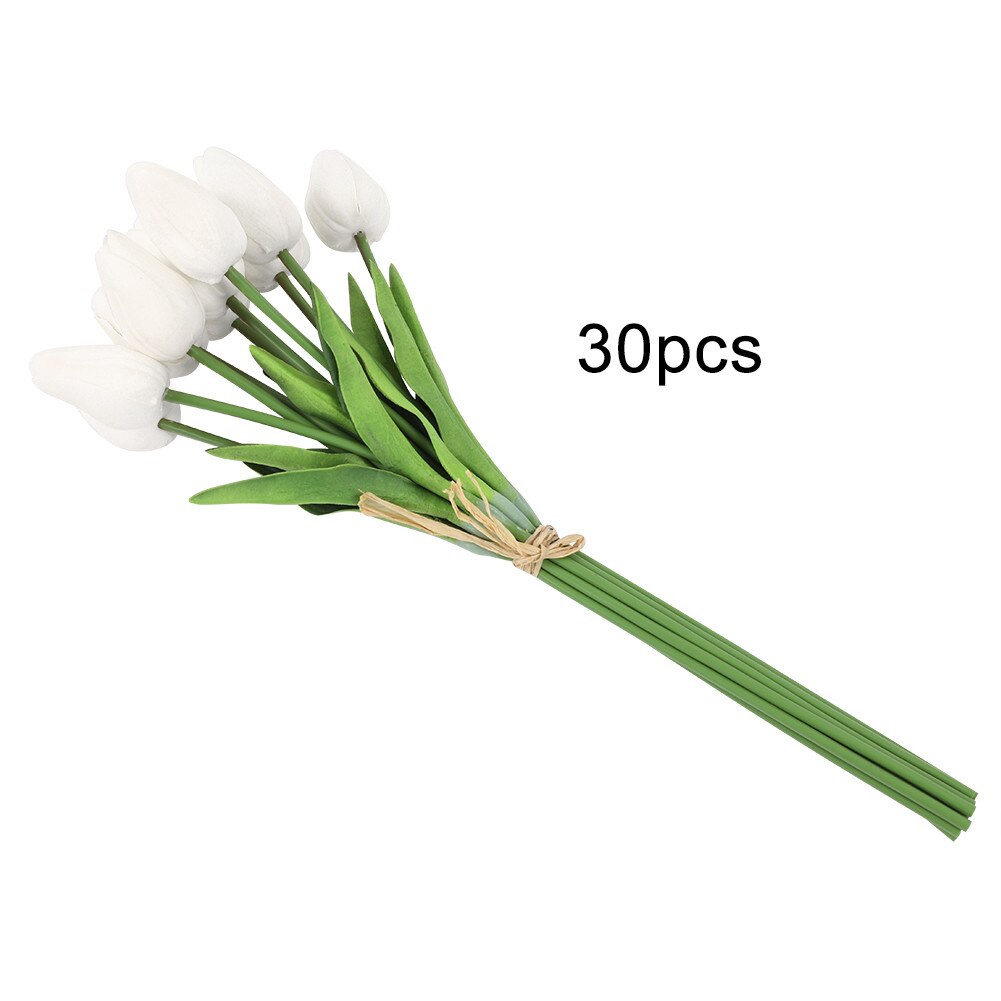 Buchet de 30 flori artificiale, lalele realiste, colorate, latex ...