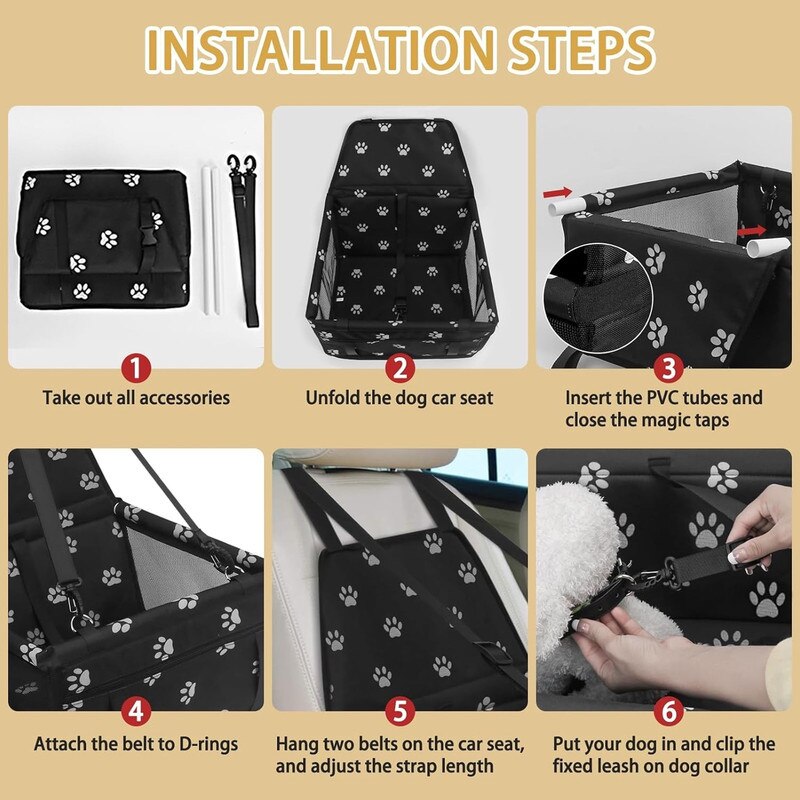 Scaun auto pentru caini, negru, material Oxford, 40x30x25cm - eMAG.ro