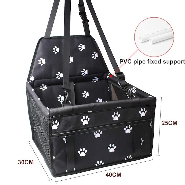 Scaun auto pentru caini, negru, material Oxford, 40x30x25cm - eMAG.ro