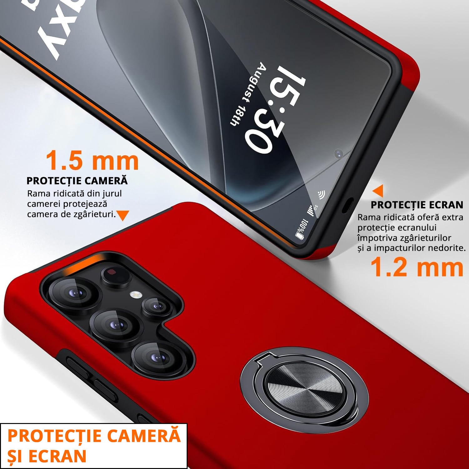 Husa pentru Samsung Galaxy S25 ULTRA, inel rotativ si Kickstand 360 ...