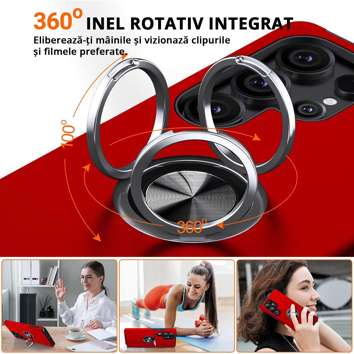 Husa pentru Samsung Galaxy S25 ULTRA, inel rotativ si Kickstand 360 ...