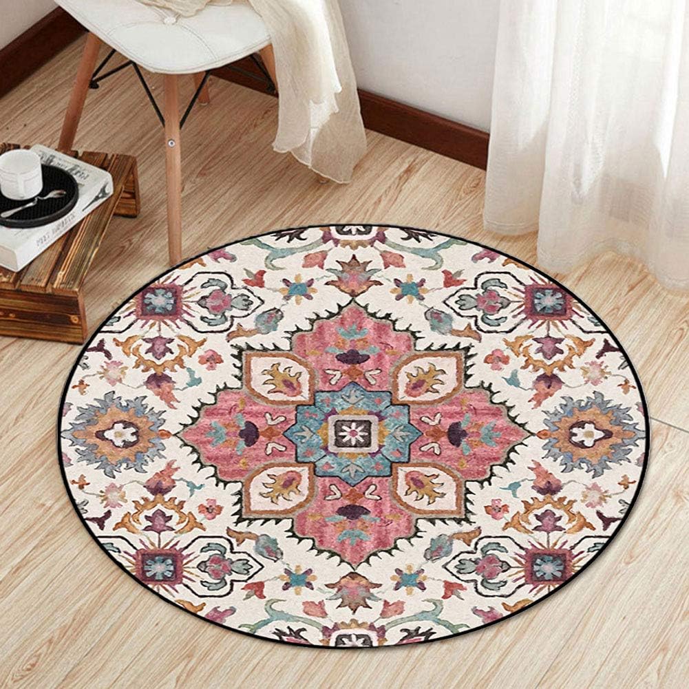 Covor rotund Bohemian, Ulisem, 100cm, microfibra, multicolor - eMAG.ro