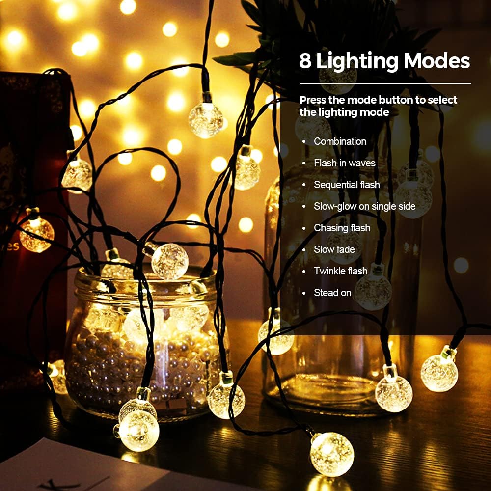 Lampi solare, 50 LED, IP65 rezistent la apa, 8 moduri de iluminare, 8m ...
