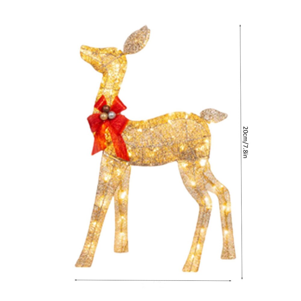 Set figurine cerb iluminat de Craciun, decor exterior, cadru metalic rezistent, detalii festive ...