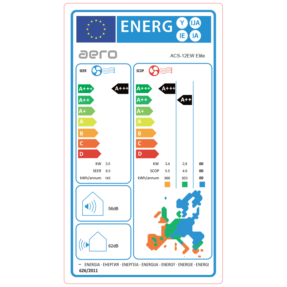 Aer Conditionat AERO Elite ACS-12EW Wi-Fi Ready, R32, Kit de instalare ...