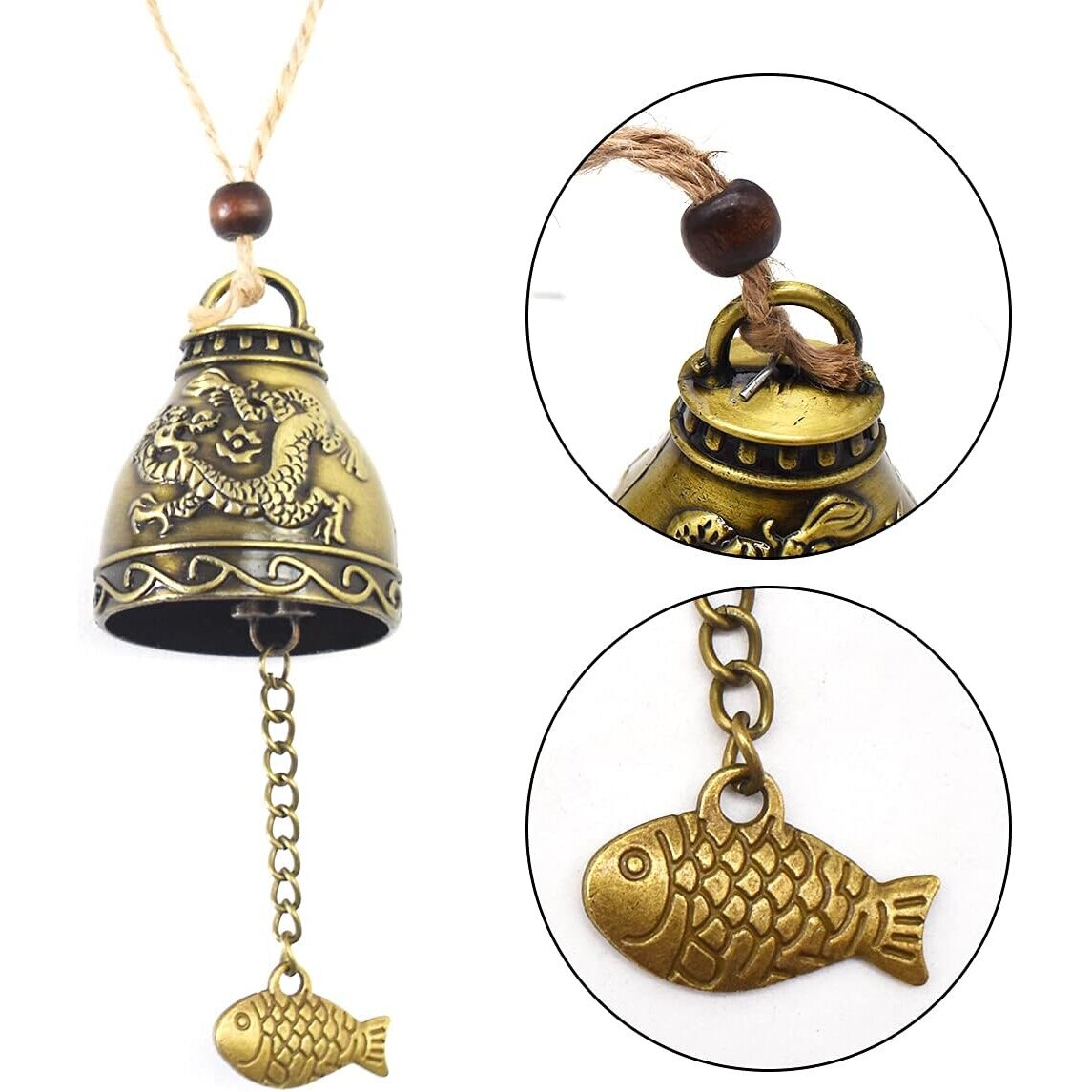 3 darabos feng shui harang készlet, bagoly, sárkány, hal, Buddha szobor ...