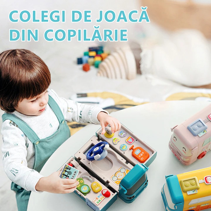 Jucarie interactiva autobuz multifunctional, Morovan, 2 in 1, 16 ...