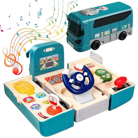 Jucarie interactiva autobuz multifunctional, Morovan, 2 in 1, 16 ...
