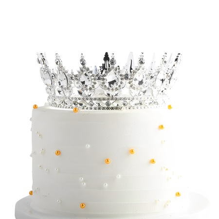 Topper Tort Coronita Cu Pietre Pretioase 15 Cm Argintiu - eMAG.ro