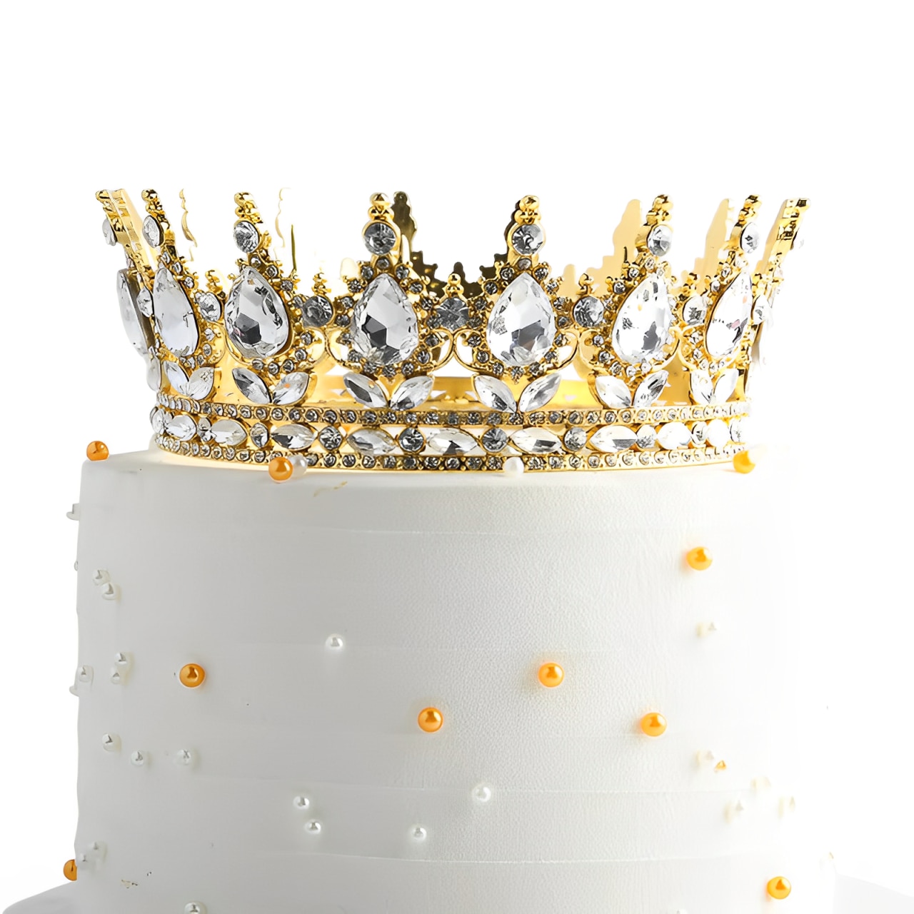 Topper Tort Coronita Cu Pietre Pretioase 15 Cm Auriu - eMAG.ro