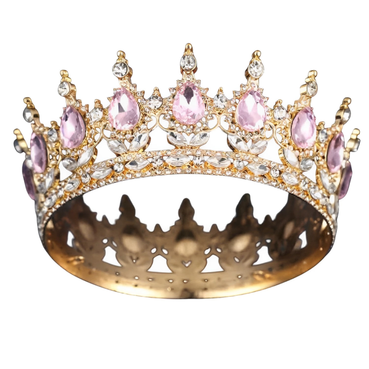 Topper Tort Coronita Cu Pietre Pretioase 15 Cm Auriu Roz - eMAG.ro