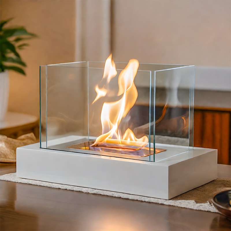 JHY DESIGN Semineu cu bioetanol, vas dreptunghiular pentru foc de masa ...