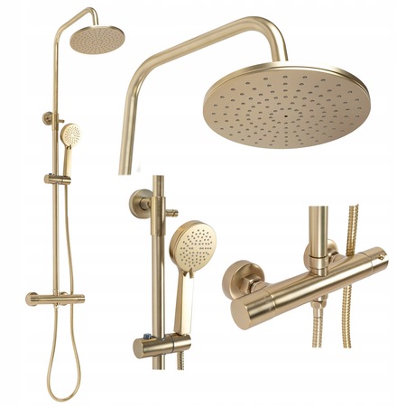 Set de dus, Rea, Parot, Aurii periat, Montaj pe perete, Robinet ...