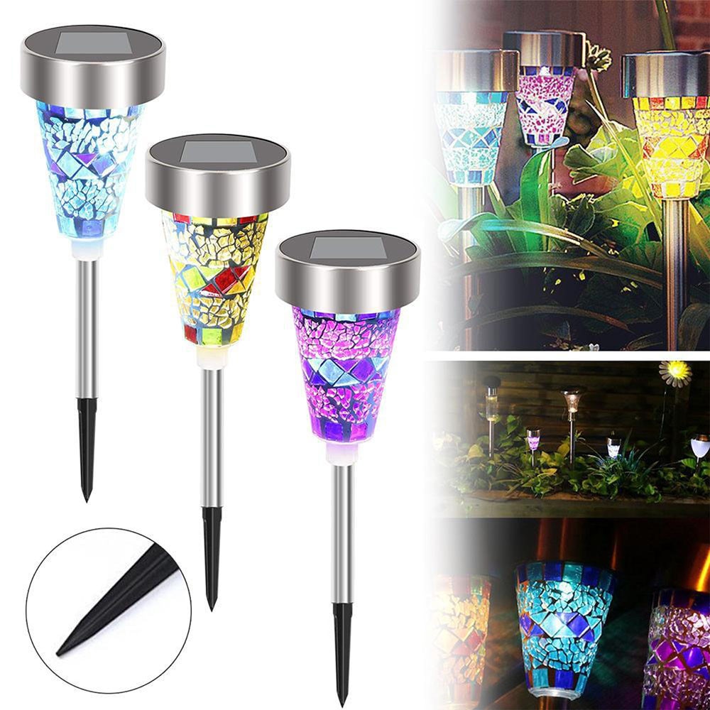 Lampi solare de gradina, set 3 bucati, multicolor, iluminat pentru alee ...