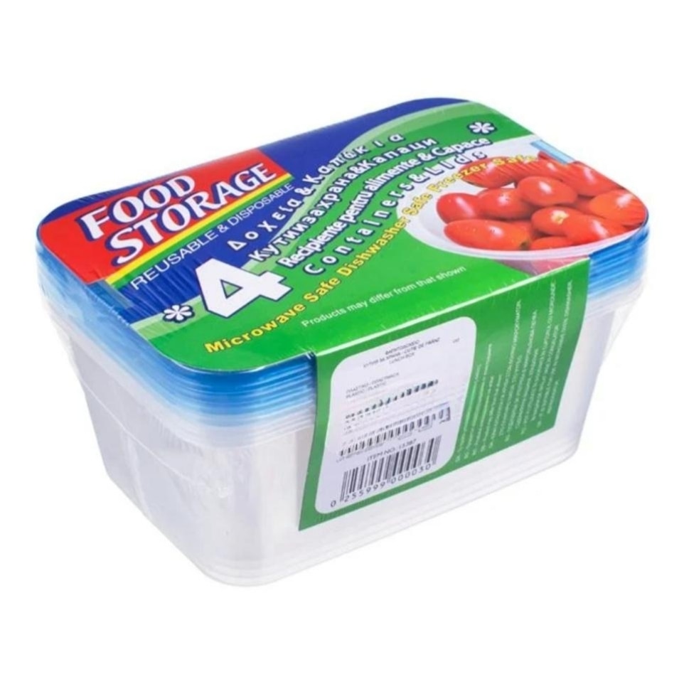 Set recipiente alimentare, 4buc, plastic, transparent, 1l, 17x12x7 cm ...