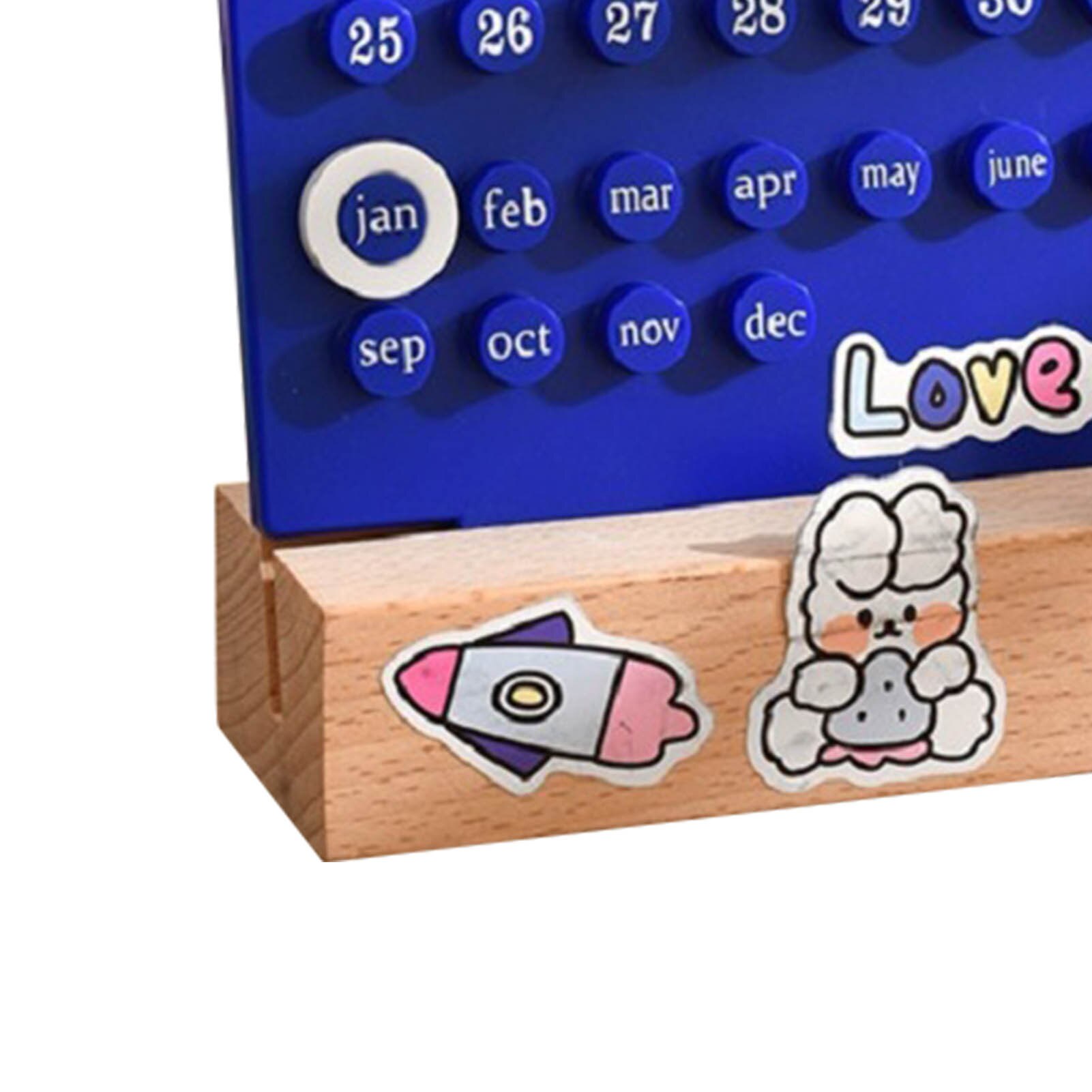 Calendar perpetuu din lemn, decorativ, cu inel pentru marcarea zilelor ...