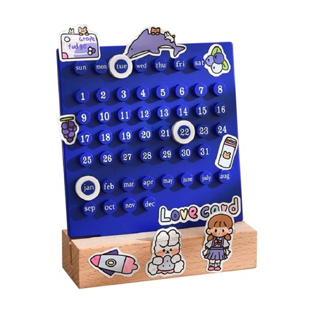 Calendar perpetuu din lemn, decorativ, cu inel pentru marcarea zilelor ...