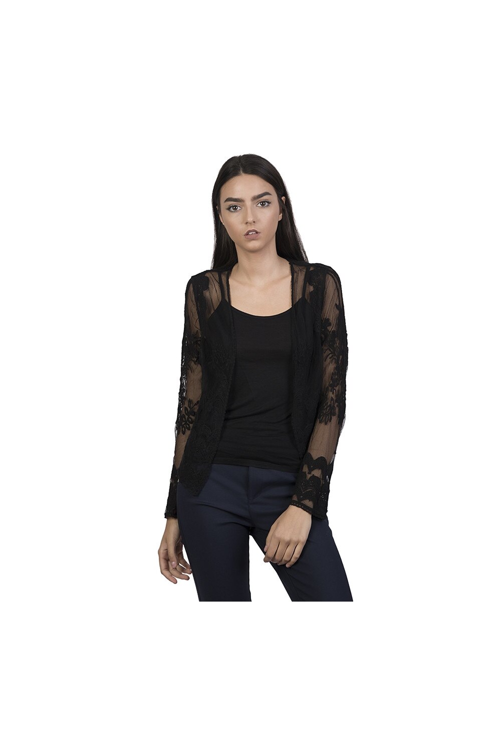 Bolero negru din tull cu broderie 021 NG, 38/40 EU - eMAG.ro