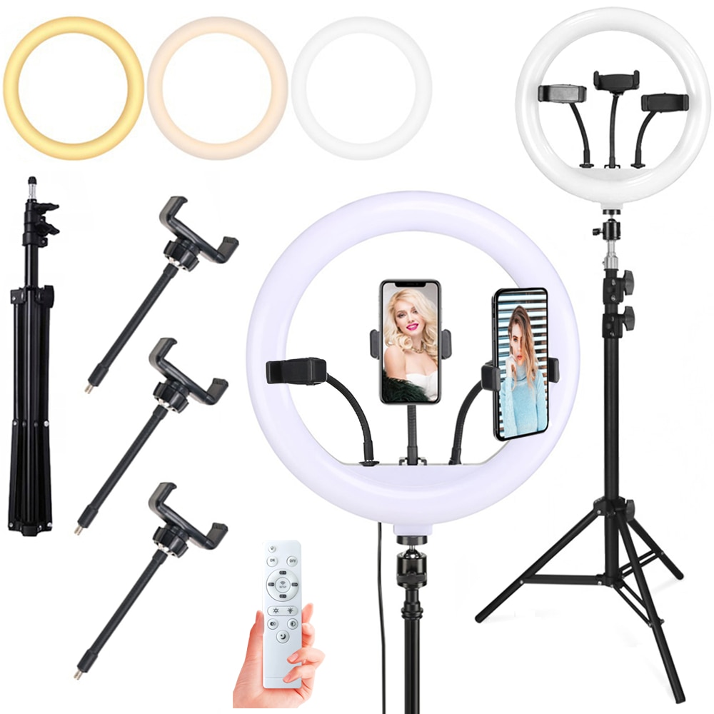 Lampa circulara profesionala ring light, 240 W, cu diametru 45 cm ...