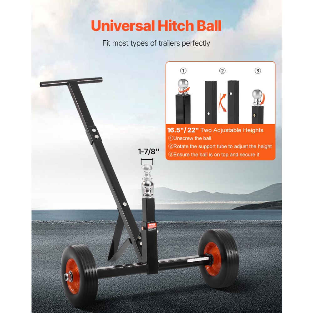 Dolly pentru Trailer, Capacitate 600 lbs, Inaltime Reglabila 16.5-22 ...