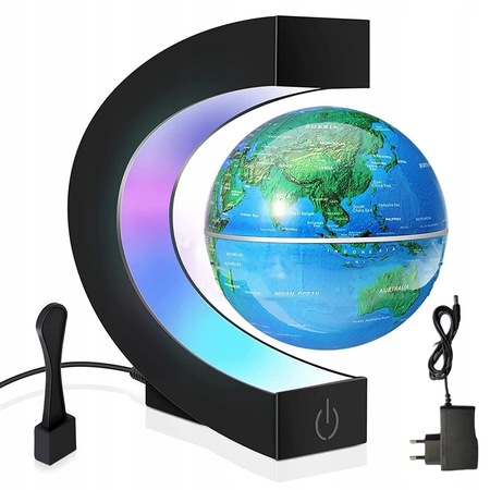 Glob pamantesc magnetic plutitor cu iluminare LED, C-Shape, ALBASTRU ...