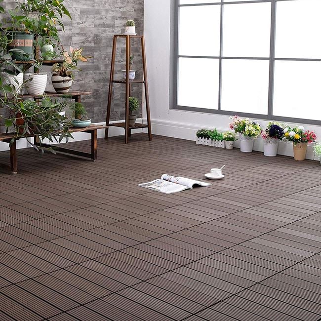 Placa decorativa pentru podea, dimensiune 30x30x2 cm, Lemn maro, baza ...