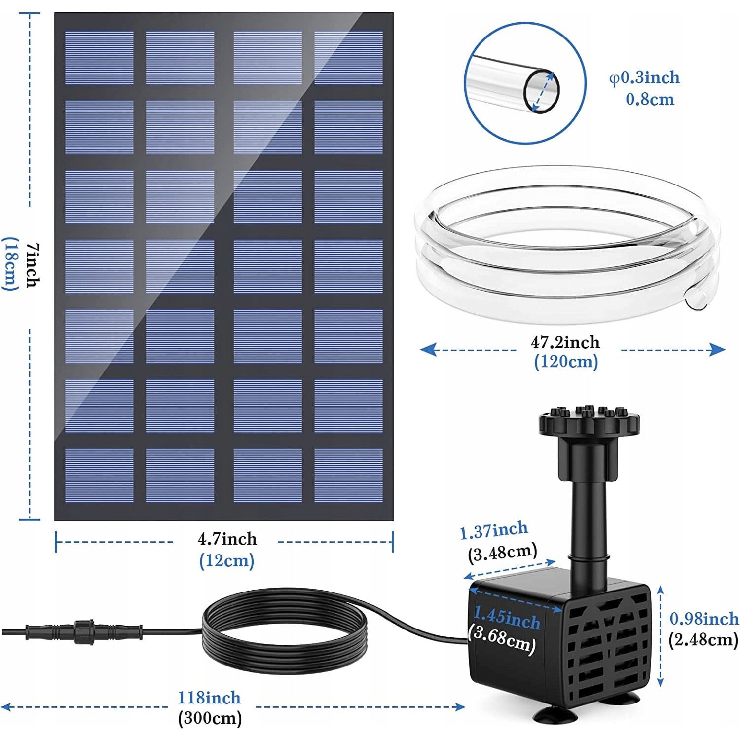 Fantana solara Pompa solara pentru iaz DIY cu teava de apa de 1,2 m, cu ...