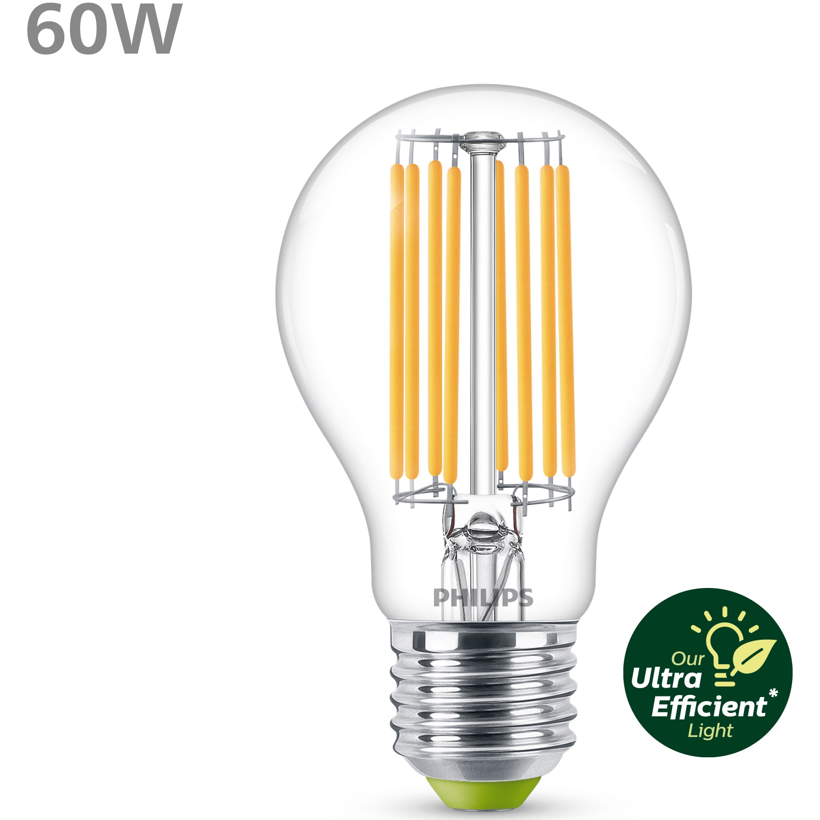 Bec LED cu filament Philips Ultra Efficient, A60, E27, 4W (60W), 840 lm, lumina neutra (4000K ...