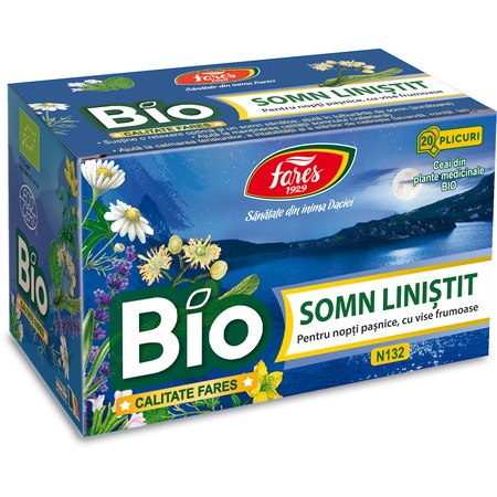 Ceai Somn Linistit BIO, 20 plicuri cu anvelopa, Fares - eMAG.ro