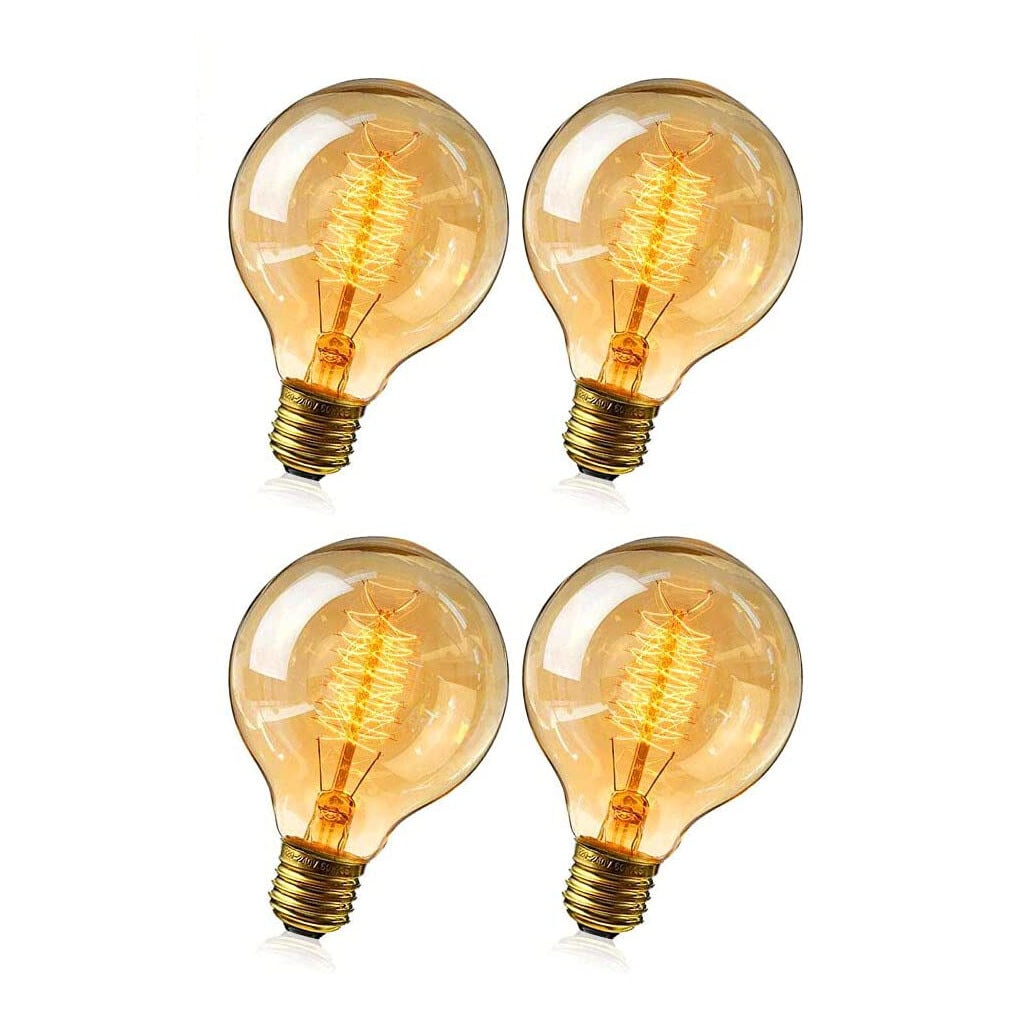 Set 4 Becuri vintage, Spiral Filament Globe, sticla ambrata, set de ...