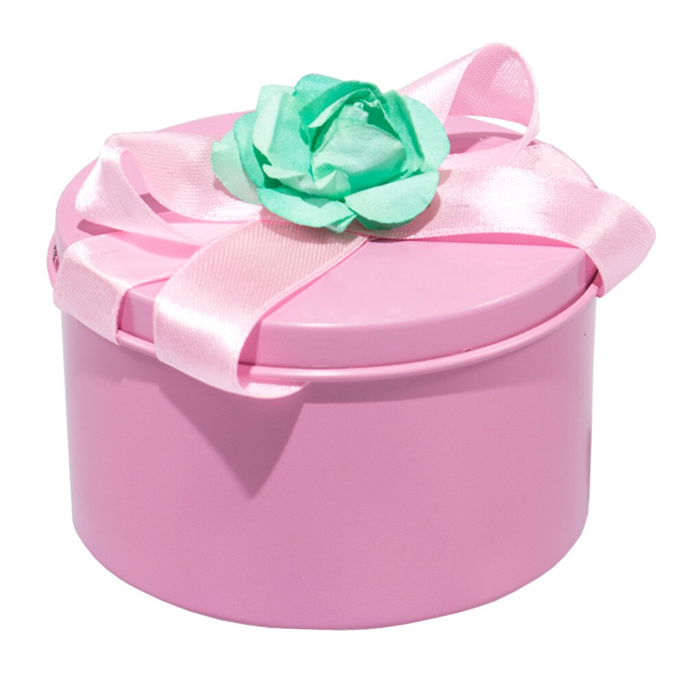 Cutie decorativa, metal, cu fundita, roz, 8 x 4.5 cm - eMAG.ro